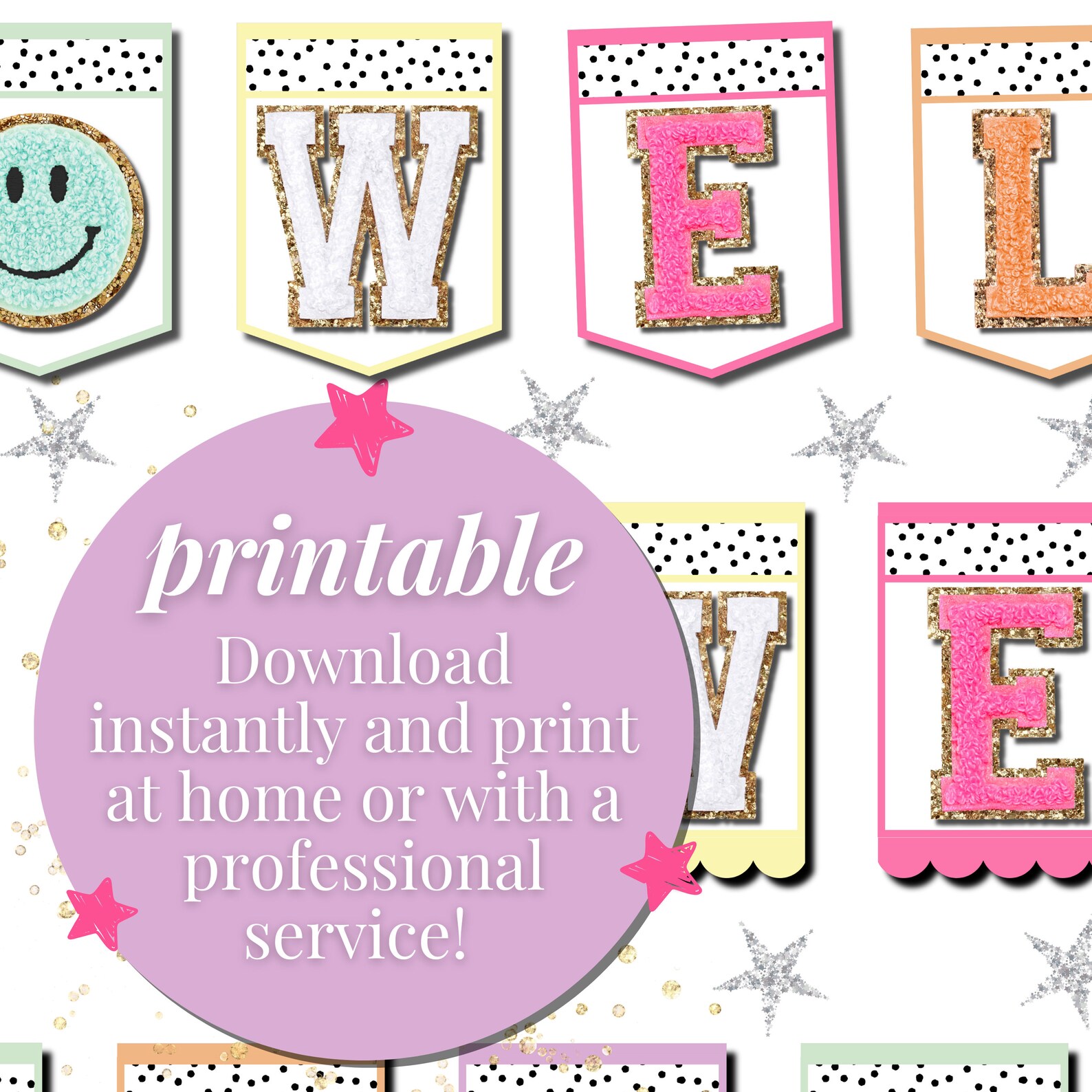 Welcome Banner 2 Styles | Groovy Classroom Decor | Chenille Patches ...