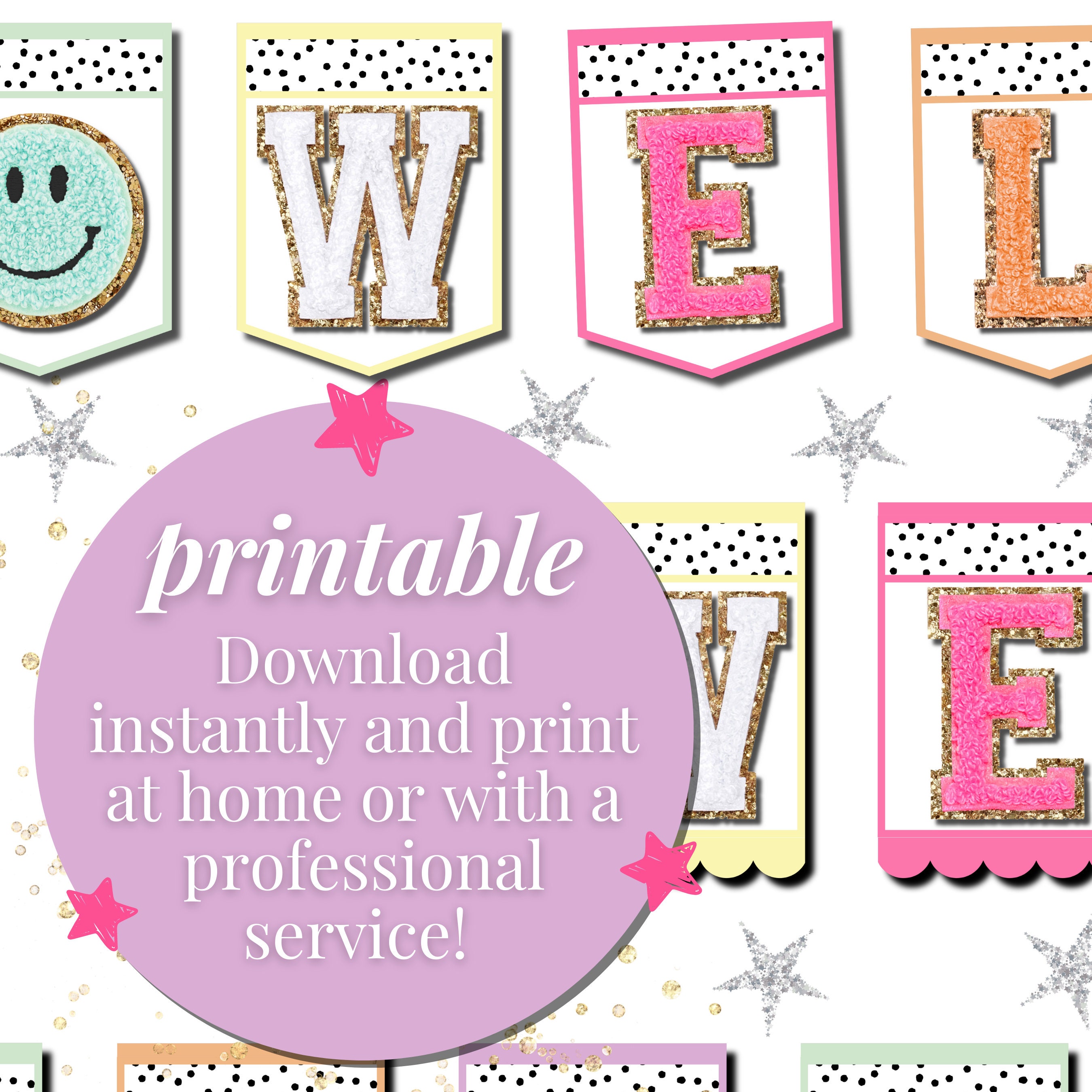 Welcome Banner 2 Styles | Groovy Classroom Decor | Chenille Patches ...