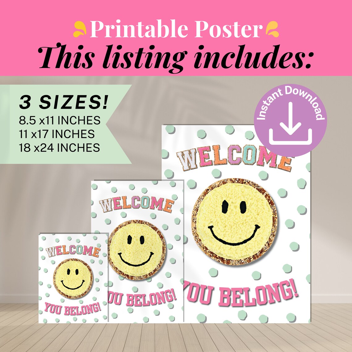 Welcome You Belong Printable Poster in Size 8.5x11 11x17 & 18x24 ...
