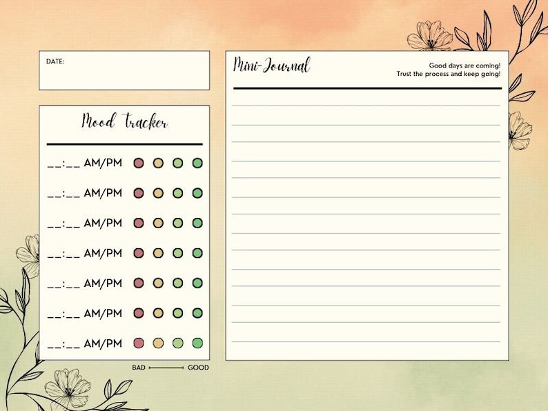 Printable Daily Mood Journal Page Simple Mood Worksheet - Etsy