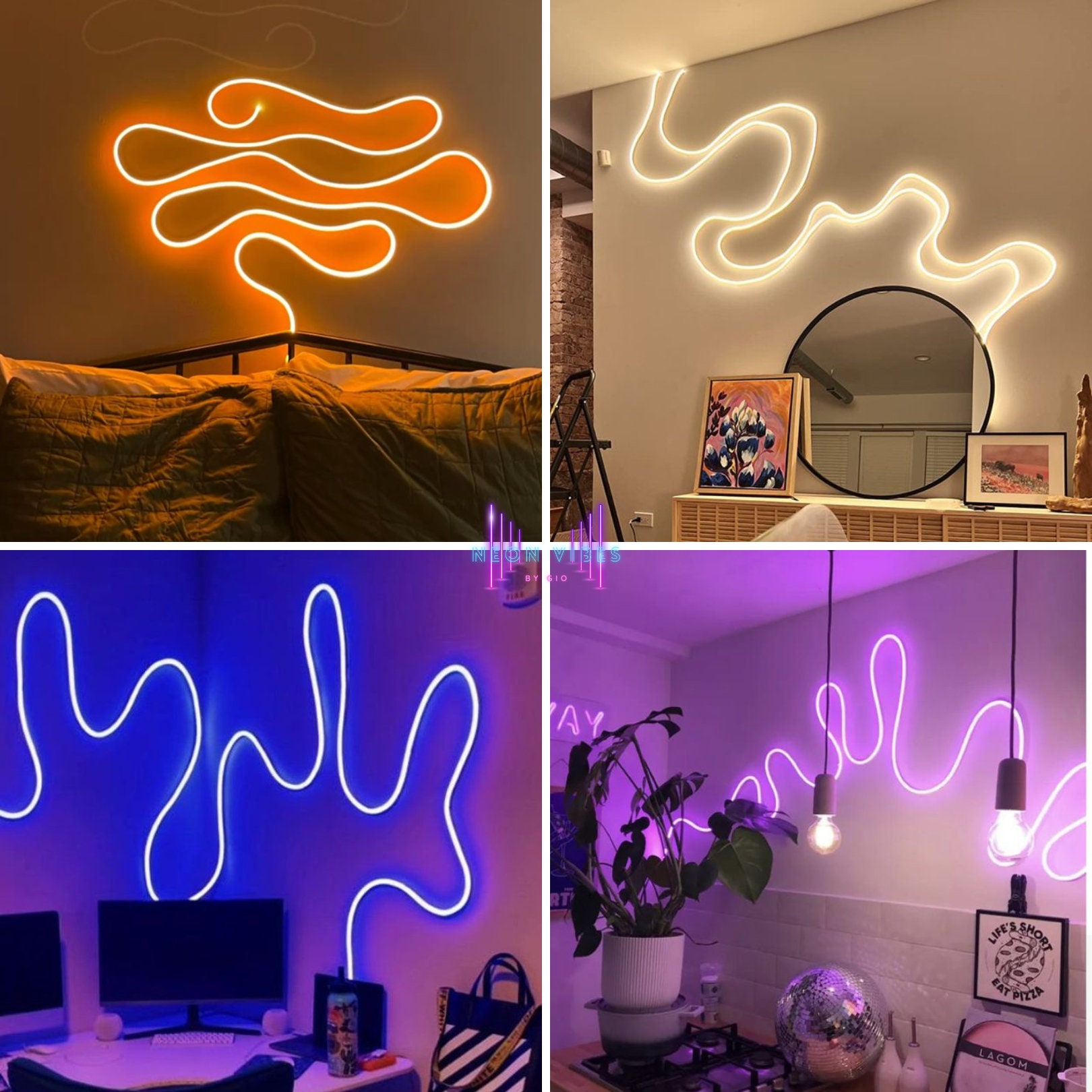 Neon Strip Lights - LED Strip Light for Home Decor - Single Color LED ...