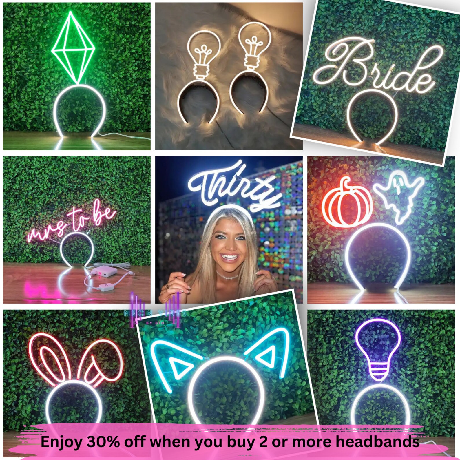 Neon Headband Custom Neon Headband Halloween, Birthday, Bachelorette ...