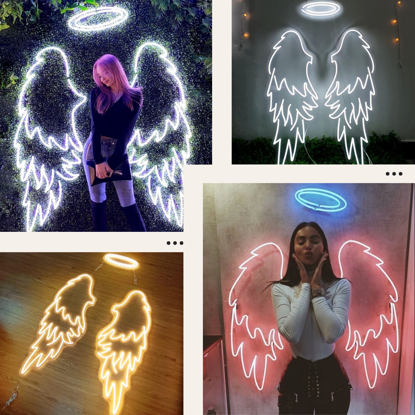 Signo de neón de alas Signo de neón estético Decoración de alas de ...