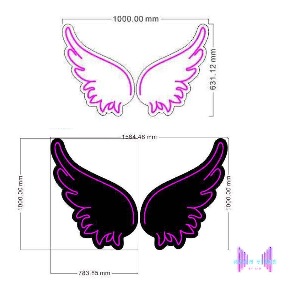 Signo de neón de alas Signo de neón estético Decoración de alas de ...