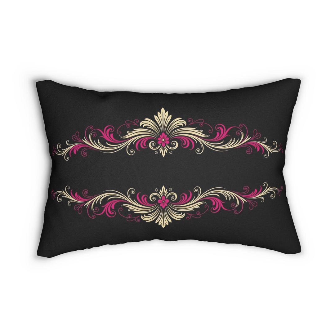 Ornate Gold Pink Scrollwork Lumbar Pillow | Decorative Throw Pillow - Etsy