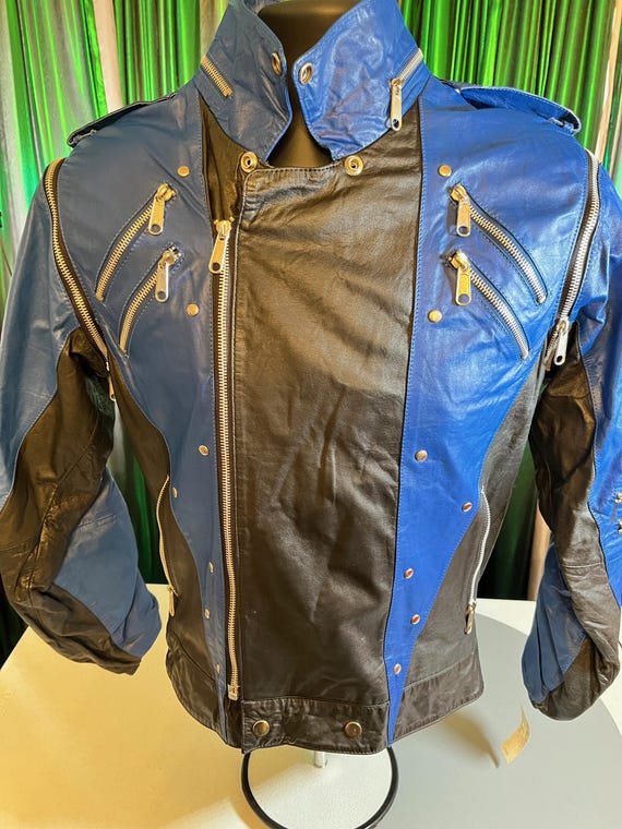 Blue/Black Leather Jacket by J Park Collection in exc… - Gem
