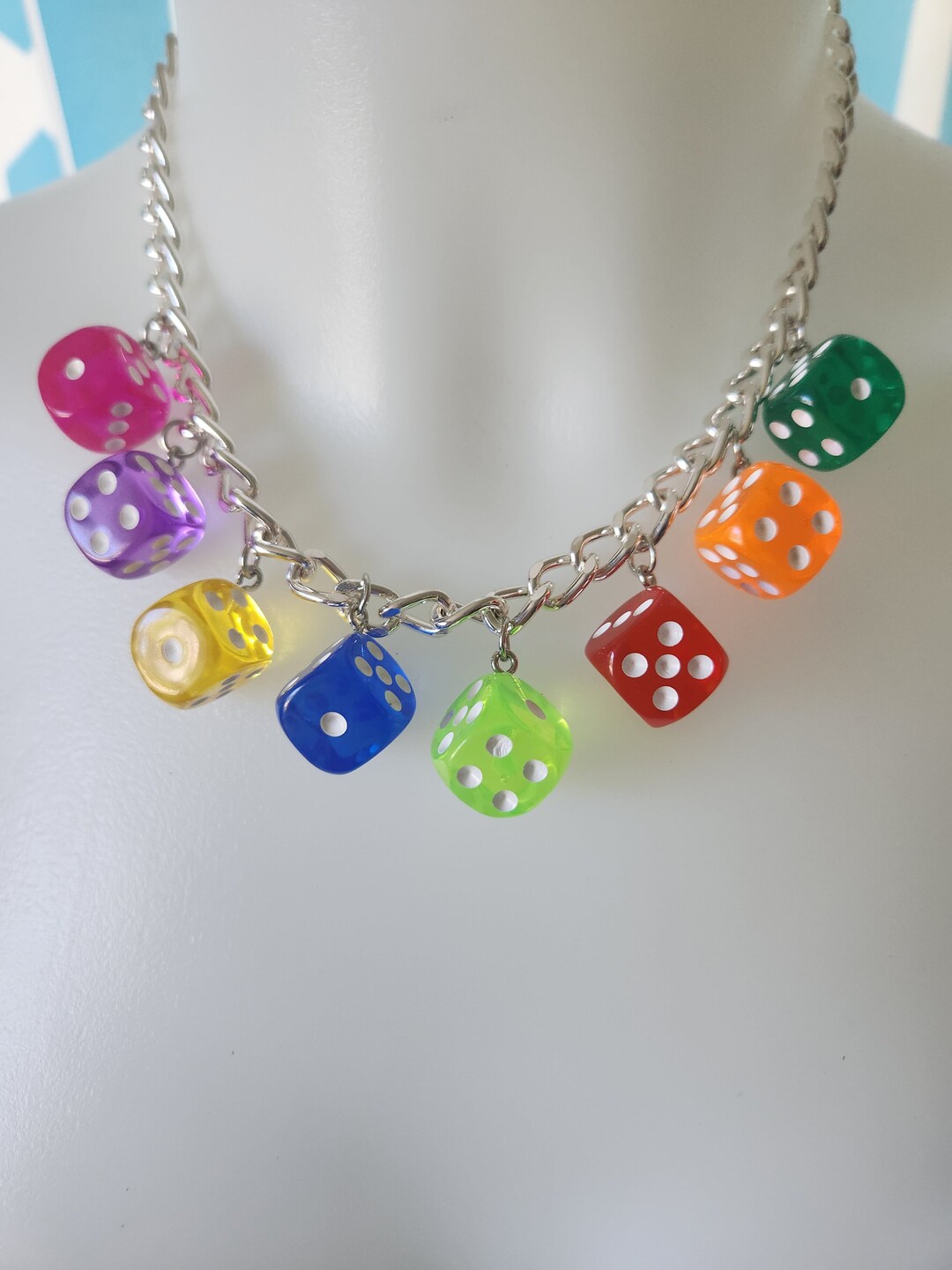 Colorful Dice Necklace, Charm Necklace. This a Heavier Necklace. Thank ...