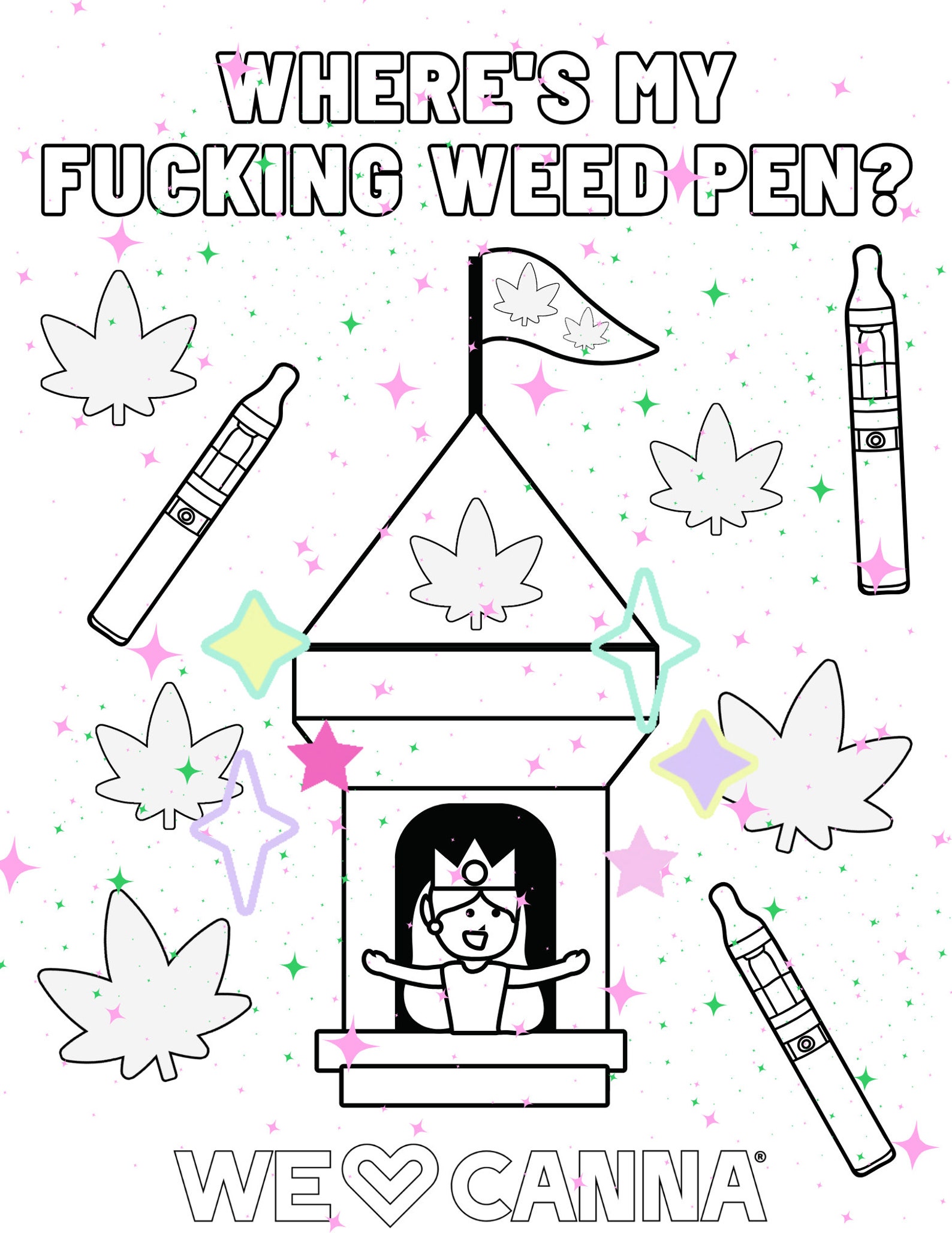 Stoner Coloring Page, 420 Coloring, Weed, Pot, Gift for Stoner, 420 ...