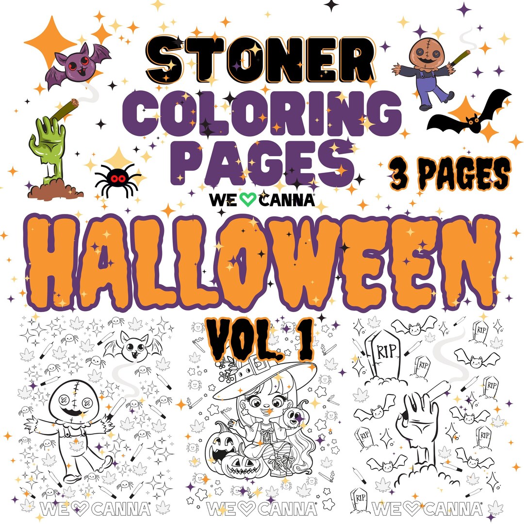 Stoner Halloween Coloring 420 Halloween Coloring Book Weed - Etsy