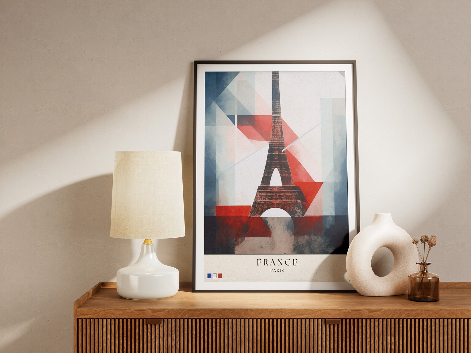 France Poster, Paris Wall Art | Vintage Travel Print, Blue White Red ...