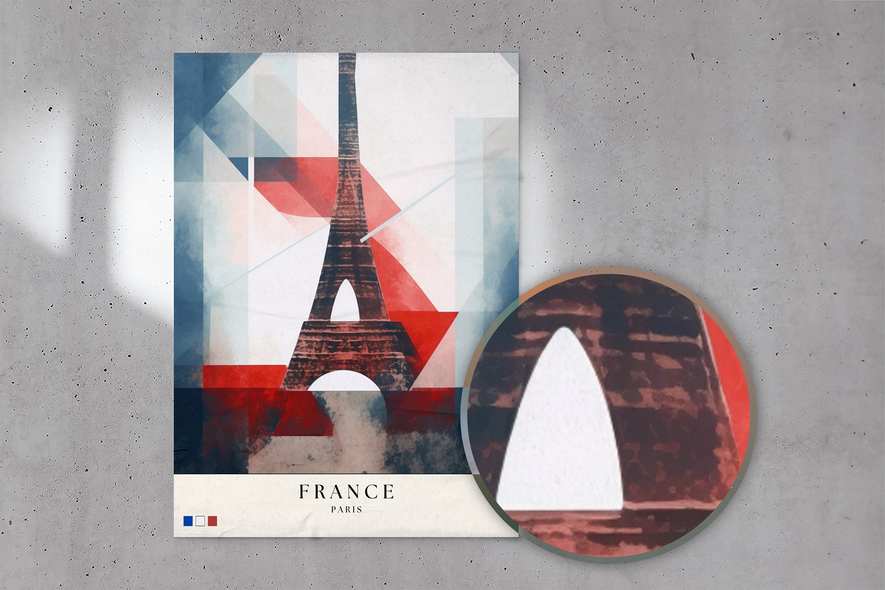 France Poster, Paris Wall Art | Vintage Travel Print, Blue White Red ...