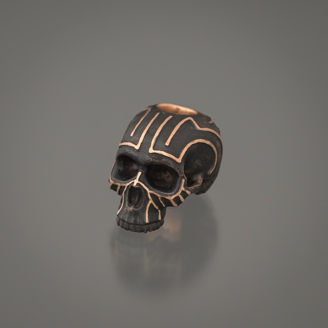 Bronze Skull Bead With Line Pattern, Knife Lanyard & Paracord Bracelet ...