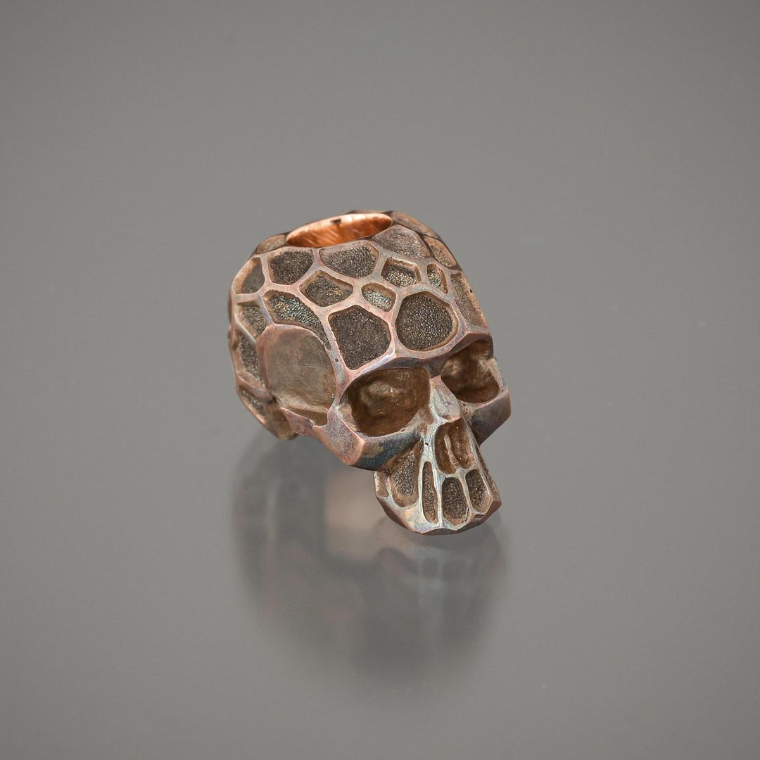 Bronze Skull Bead 1/2 Stippled Guy - Etsy