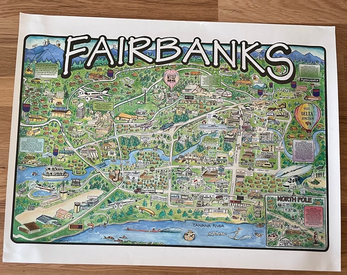 Vintage Pictorial Map of Fairbanks, Alaska - Etsy