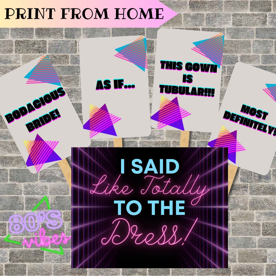 Bridal Appointment Paddle Signs, 80's Version, Wedding Dress Shopping ...