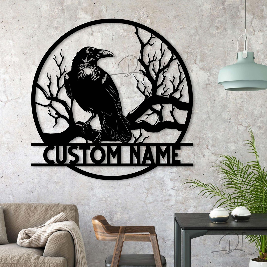 Custom Raven Metal Sign,raven Metal Wall Art,metal Crow Wall Art ...