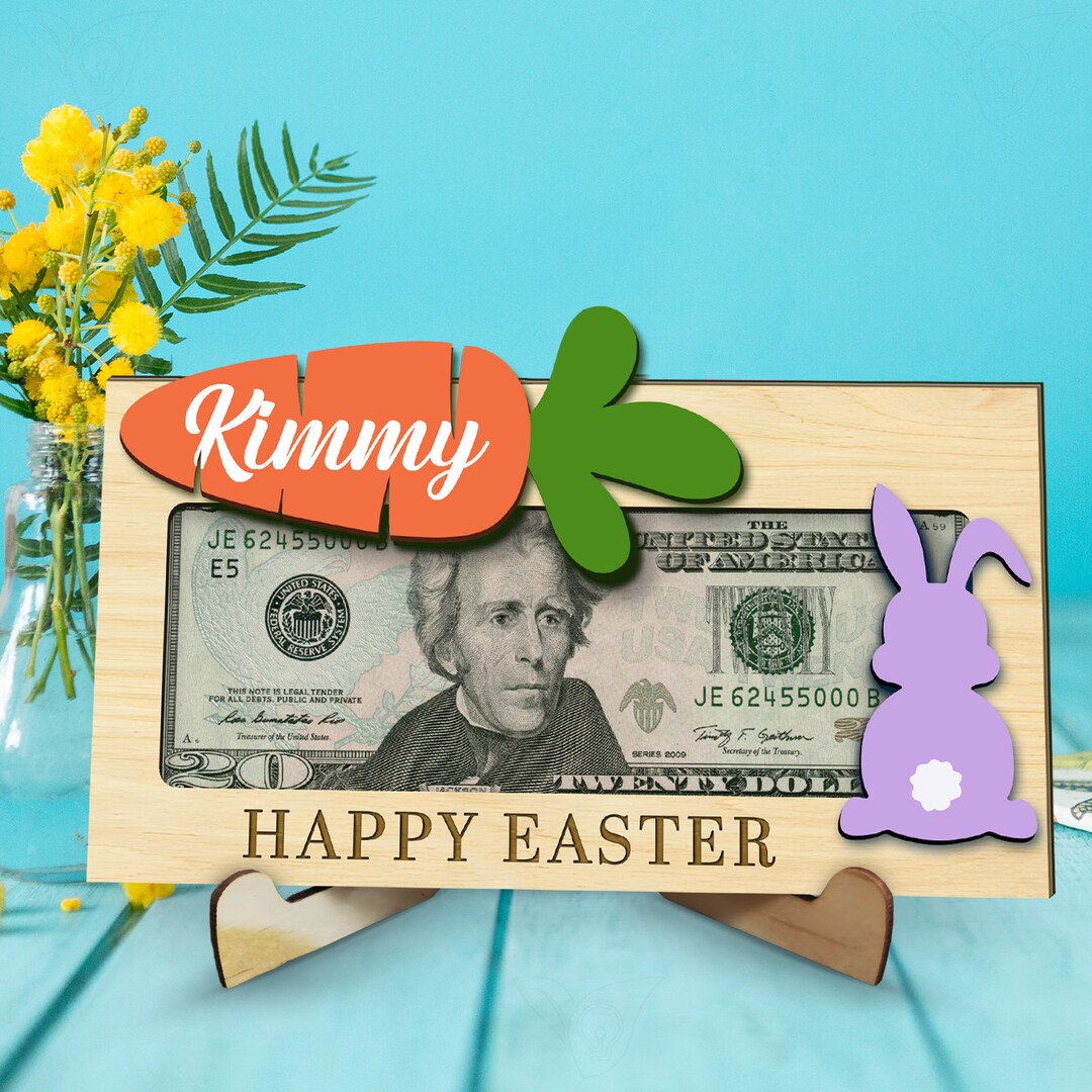 Personalized Easter Bunny and Carrot Money Holder, Custom Name Easter ...