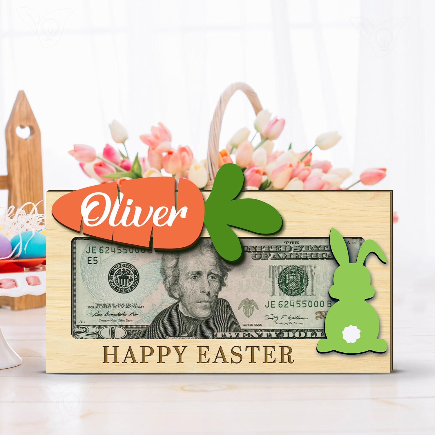 Personalized Easter Bunny and Carrot Money Holder, Custom Name Easter ...