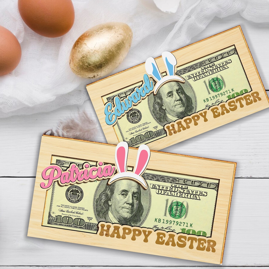 Personalized Funny Easter Money Holder, Custom Easter Bunny Ears Money ...