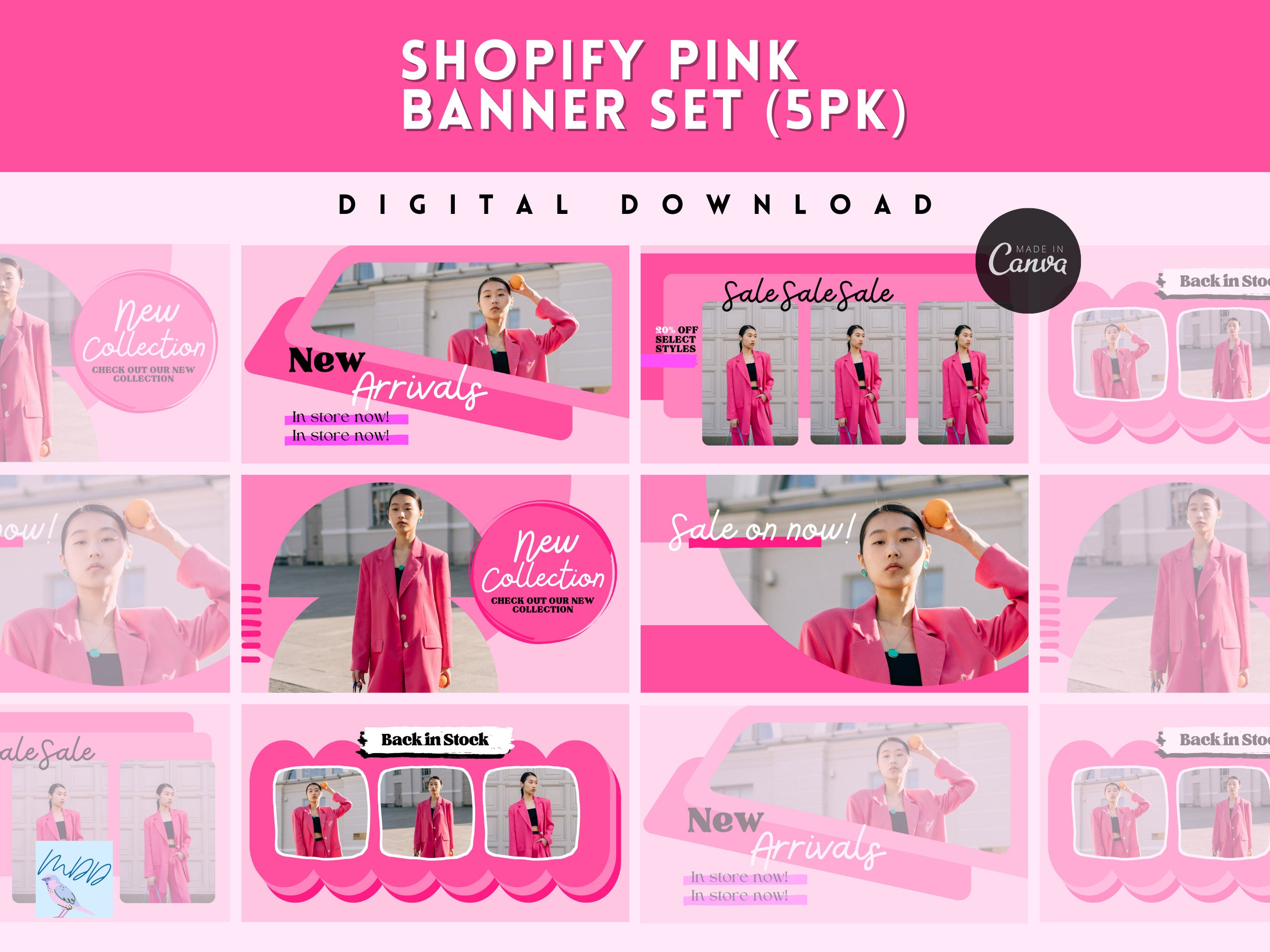 Shopify Template Pink, Shopify Template Canva, Pink Website Banner ...