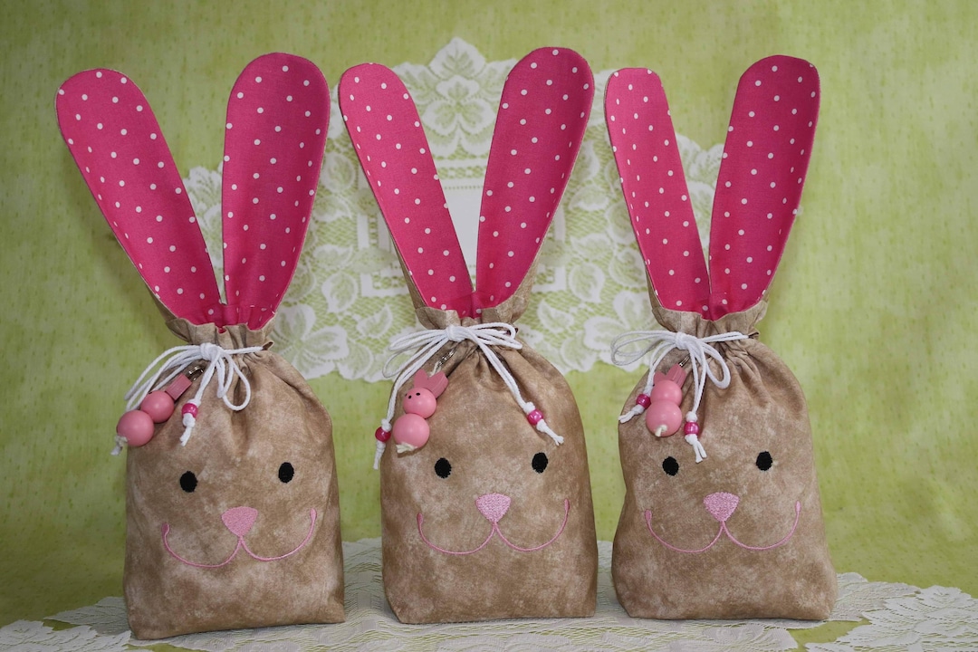 Easter Bunny Gift Bags Reusable Set of 3 Drawstring Sacks - Etsy