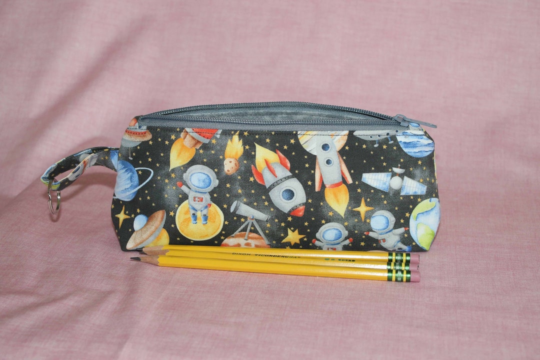 Zipper Pencil Case Pouch Bag Space Ship Rockets Print Fabric, Art ...