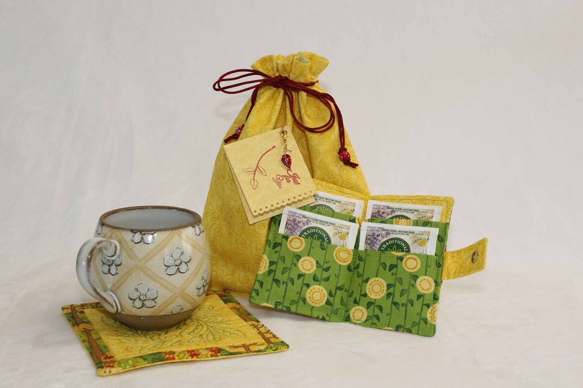Fabric Tea Bag Wallet With Matching Coaster / Mug Rug and Gift Bag ...