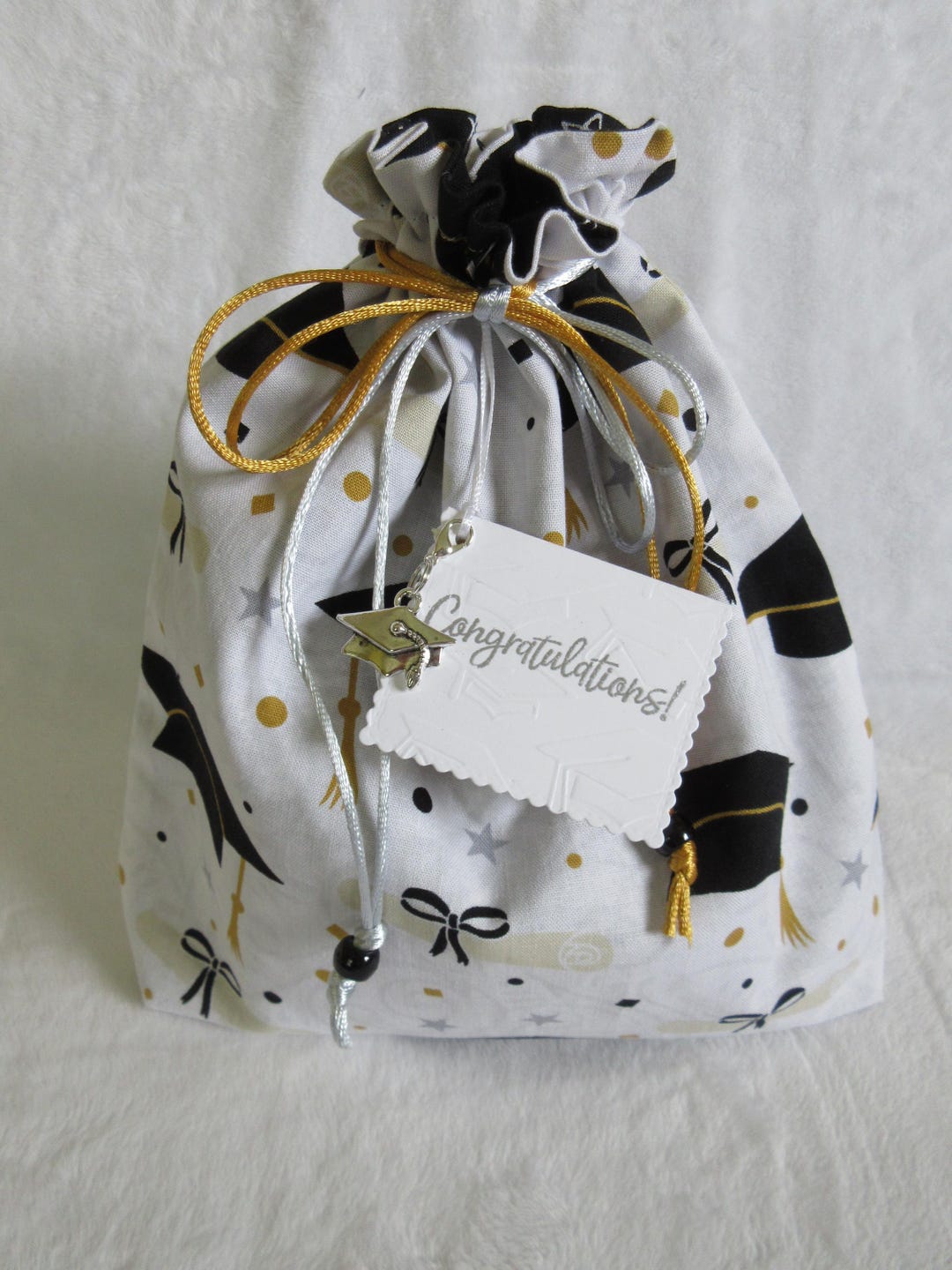 Fabric Graduation Gift Bag With Gift Card and Charm.. Fully Lined. Box ...
