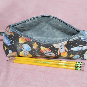 Zipper Pencil Case Pouch Bag Space Ship Rockets Print Fabric, Art ...