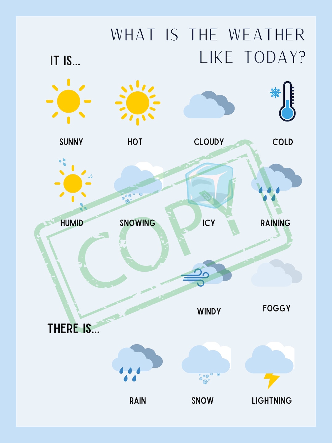 English Vocabulary Weather Poster PDF/PNG - Etsy Canada