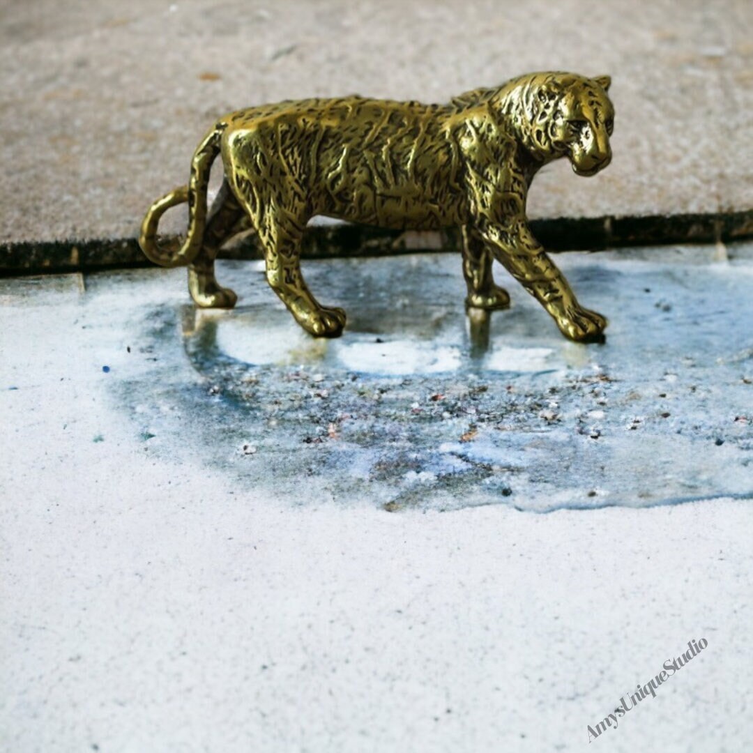 Brass Tiger Figurine Solid Tiger Statue Gold Tiger - Etsy