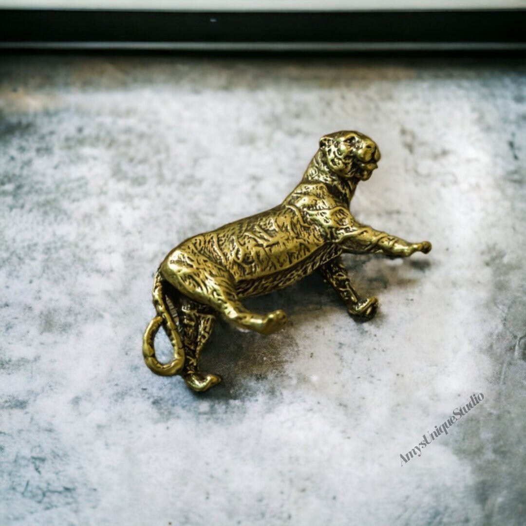 Brass Tiger Figurine Solid Tiger Statue Gold Tiger - Etsy