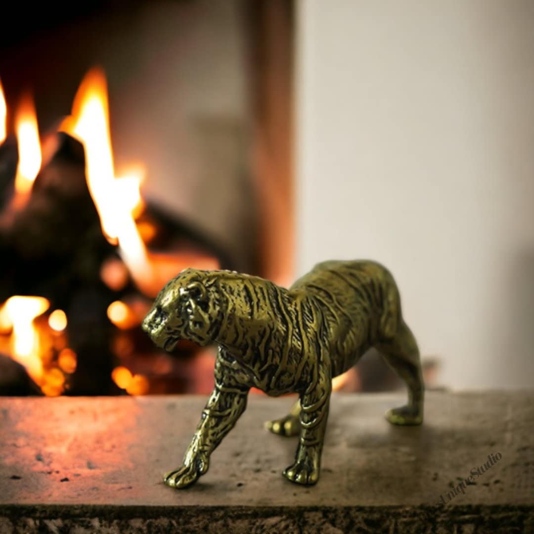 Brass Tiger Figurine Solid Tiger Statue Gold Tiger - Etsy