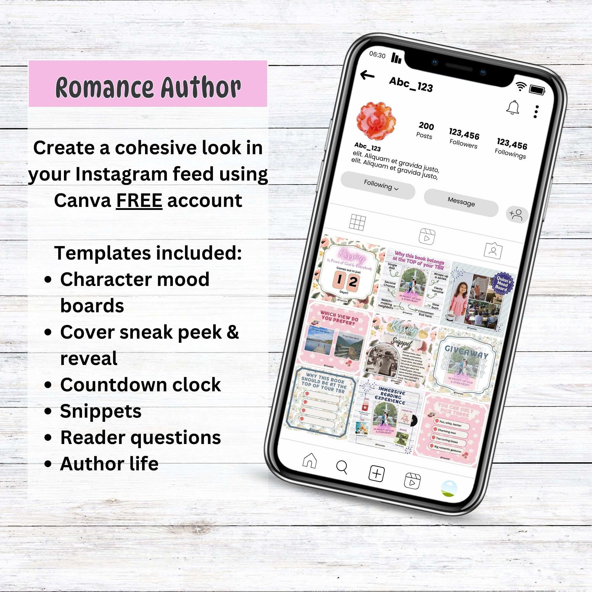 Instagram Template for Author Marketing for Romance Author Editable ...