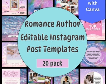 Instagram Template for Author Marketing for Romance Author Editable ...