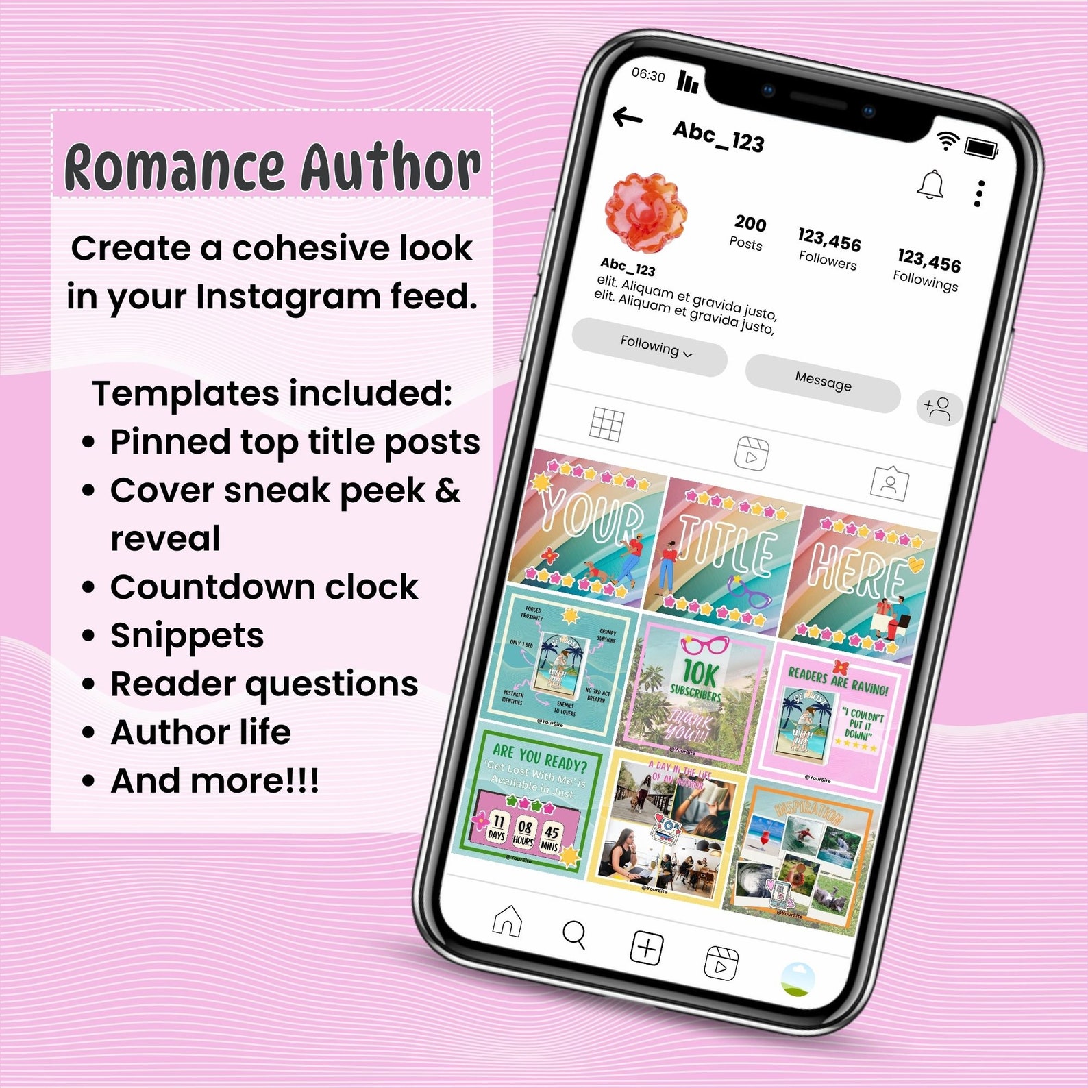 Instagram Template for Author Marketing for Romance Author Editable ...