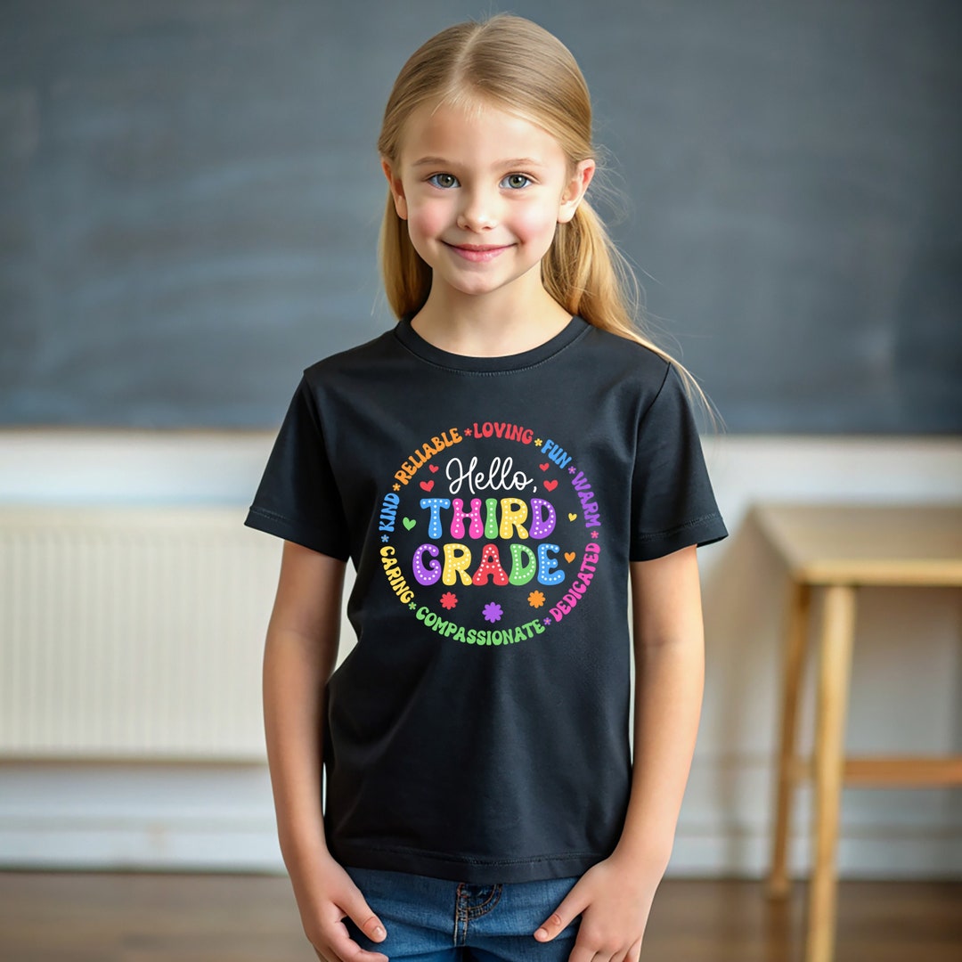 Hello Third Grade Shirt, Girl School Shirt, Back to School Shirt, 3rd ...