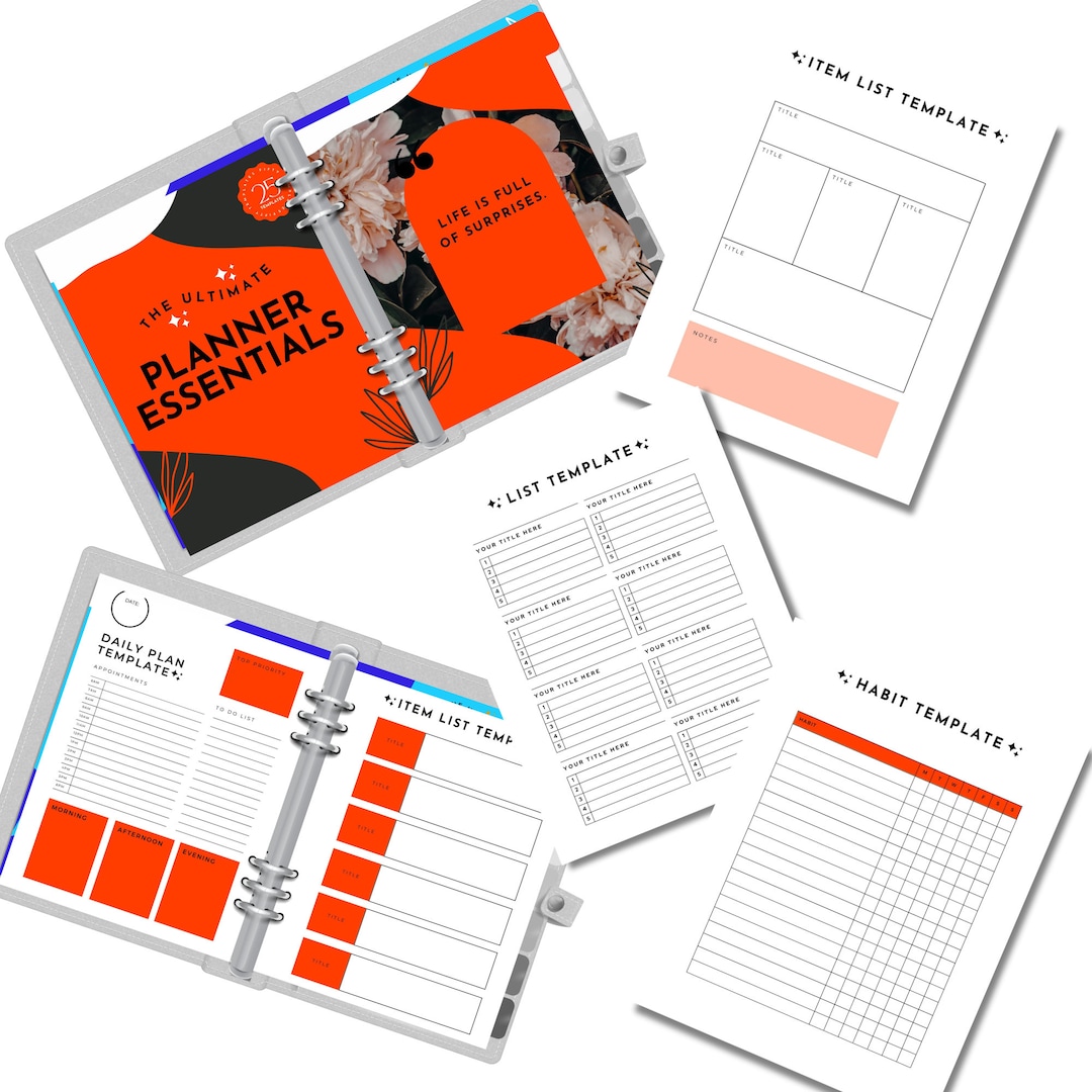 Red Planner Essentials Templates - Etsy