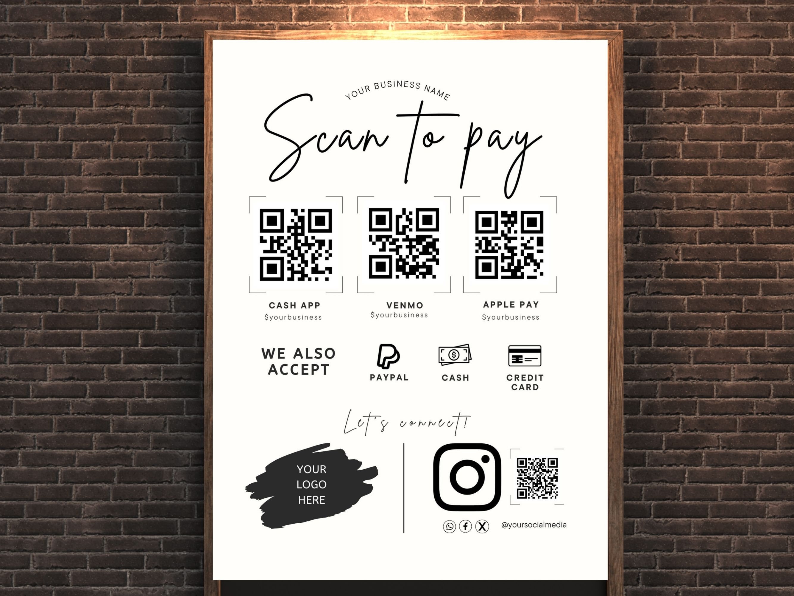 Editable Small Business Payment Sign, Accepted Payments Sign ...