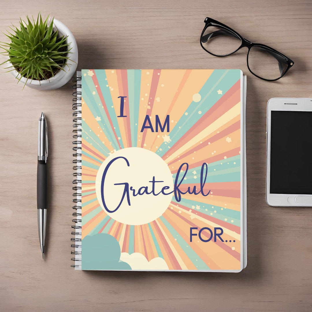 Gratitude Notebook, Spiral Notebook, Ruled Line, Sunrise Notebook, Sun, Sky, Blue Sky, Clouds ...
