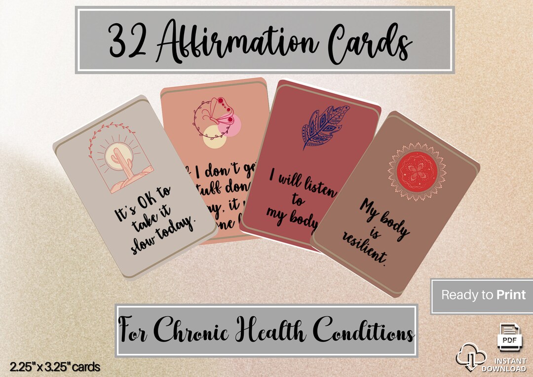 32 Affirmation Cards for Chronic Health Conditions, Resilience, Self ...