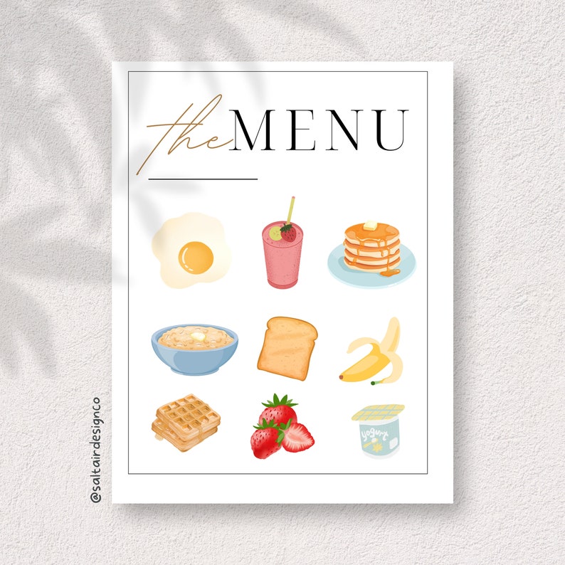 Printable Toddler Breakfast Menu - Etsy