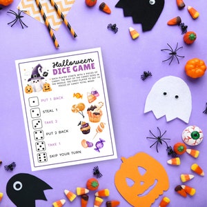 Halloween Candy Dice Game for Halloween Party Game Printable Halloween ...