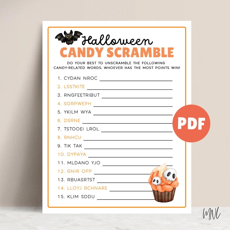 Halloween Word Scramble for Halloween Party Game Printable Halloween ...
