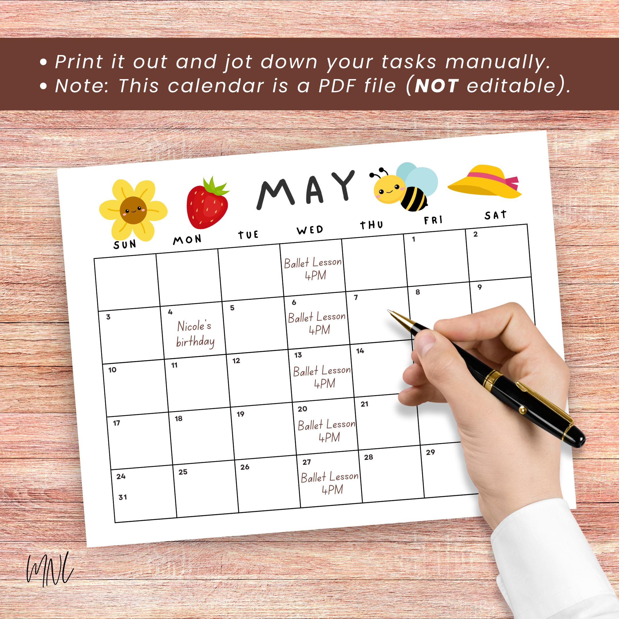 Printable Calendar 2026 for Kids Calendar 2026 Calendar Cute Calendar ...