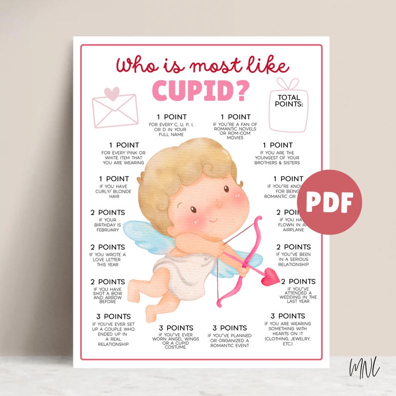 Who is Most Like Cupid Game for Valentine's Day Party Game, Coworker ...