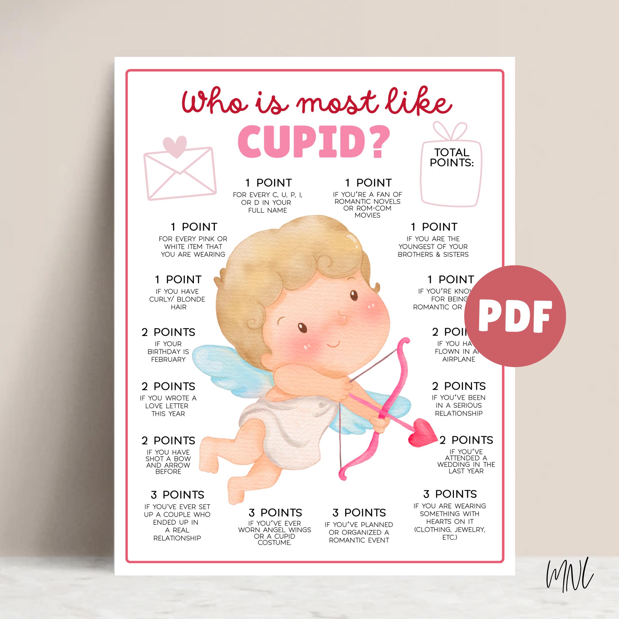 Who is Most Like Cupid Game for Valentine's Day Party Game, Coworker ...