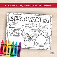 Printable Santa Placemat Coloring Page for Kids | Santa Tray | Santa ...