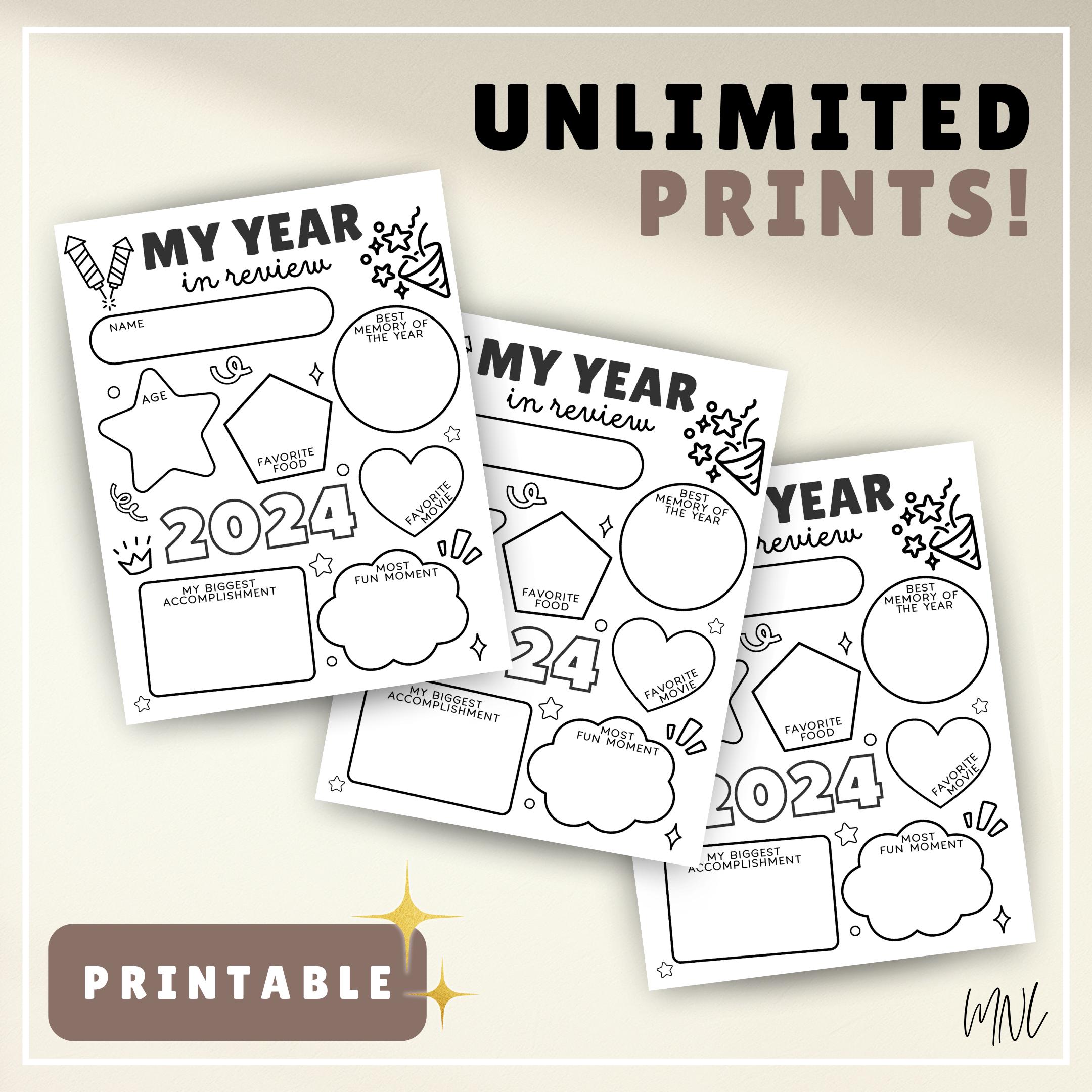 New Year’s Resolution Printable for Kids – Year in Review and Goals for ...