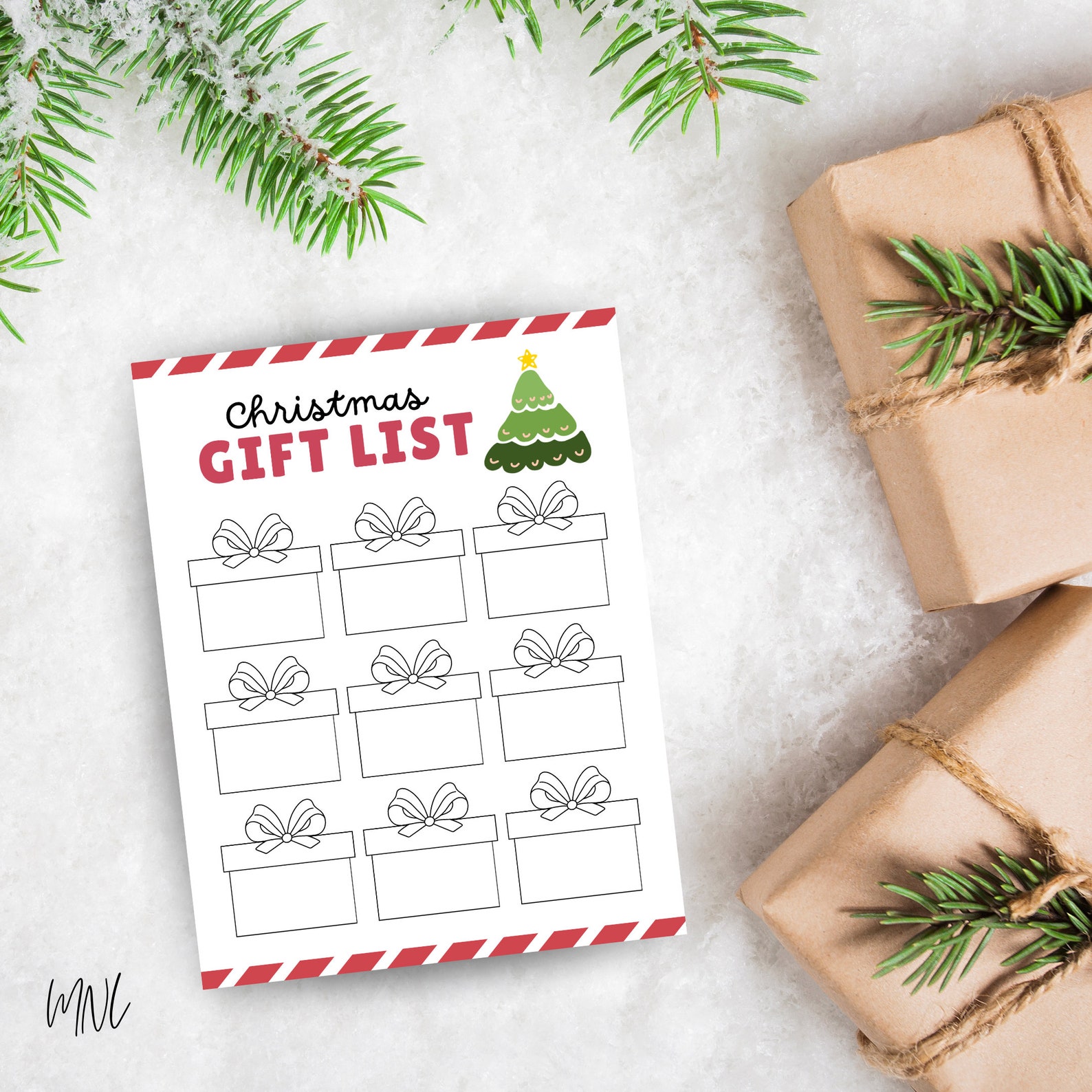 Printable Christmas Gift List for Christmas Shopping List, Christmas ...